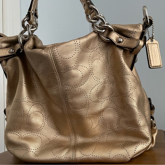 Coach | Bags | Coach Gold Metallic Platinum Rich Boho Shoulder Bag ...